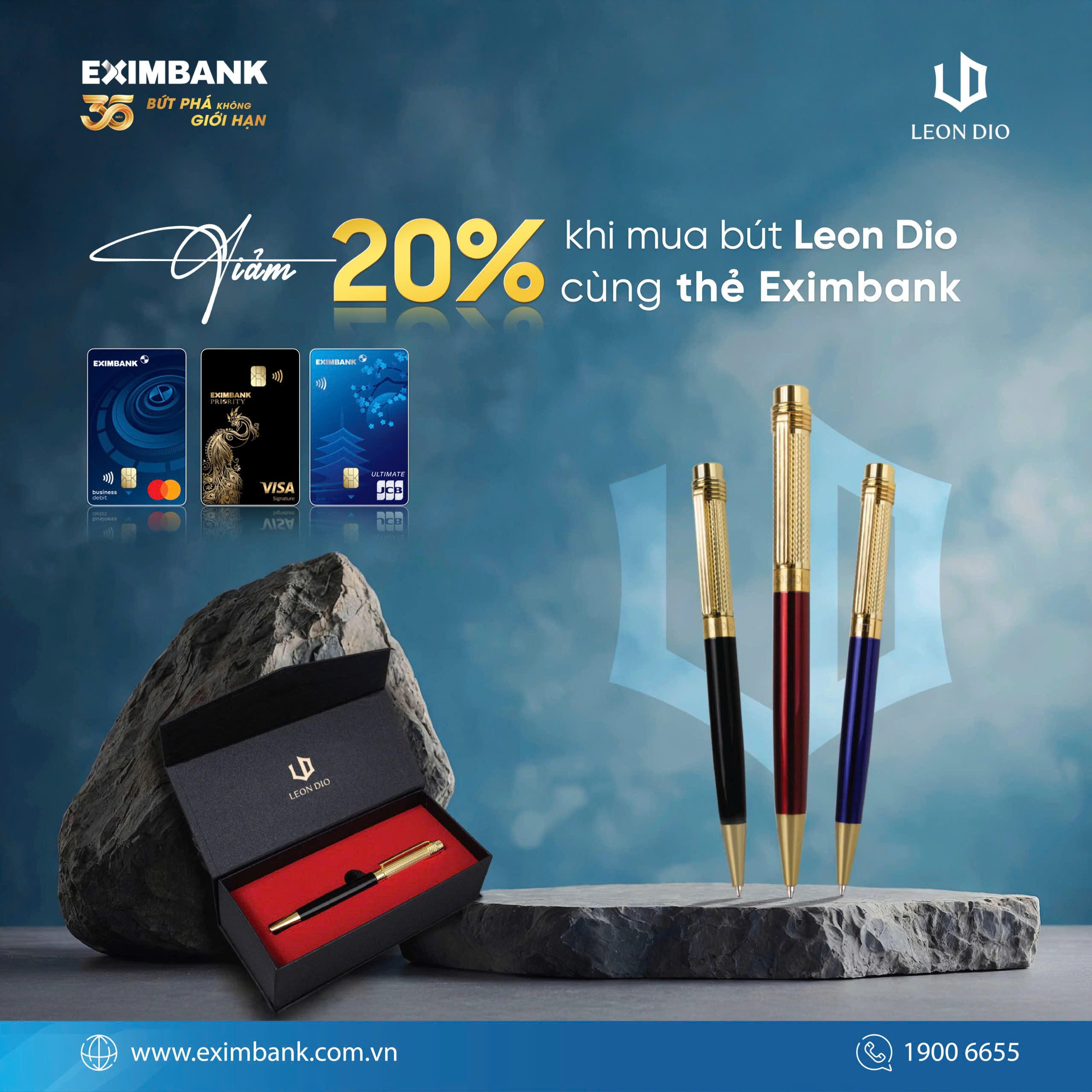 Giảm 20% khi mua bút Leon Dio cùng thẻ Eximbank