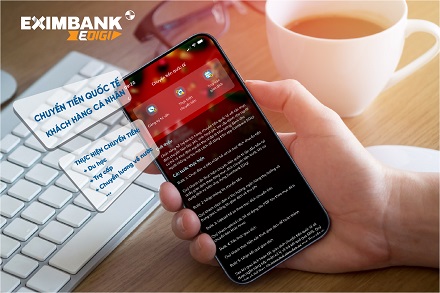 Eximbank transfers money internationally on the Eximbank EDigi App