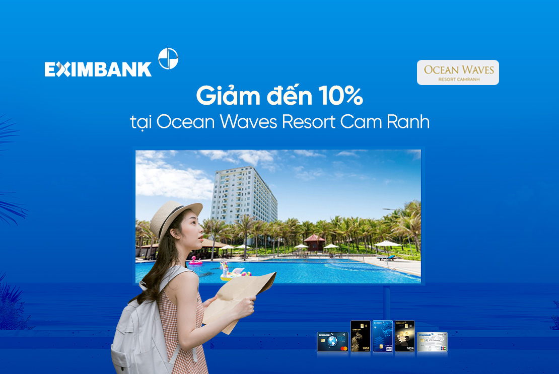 Giảm 10% tại Ocean Waves Resort Cam Ranh dành cho thẻ Eximbank