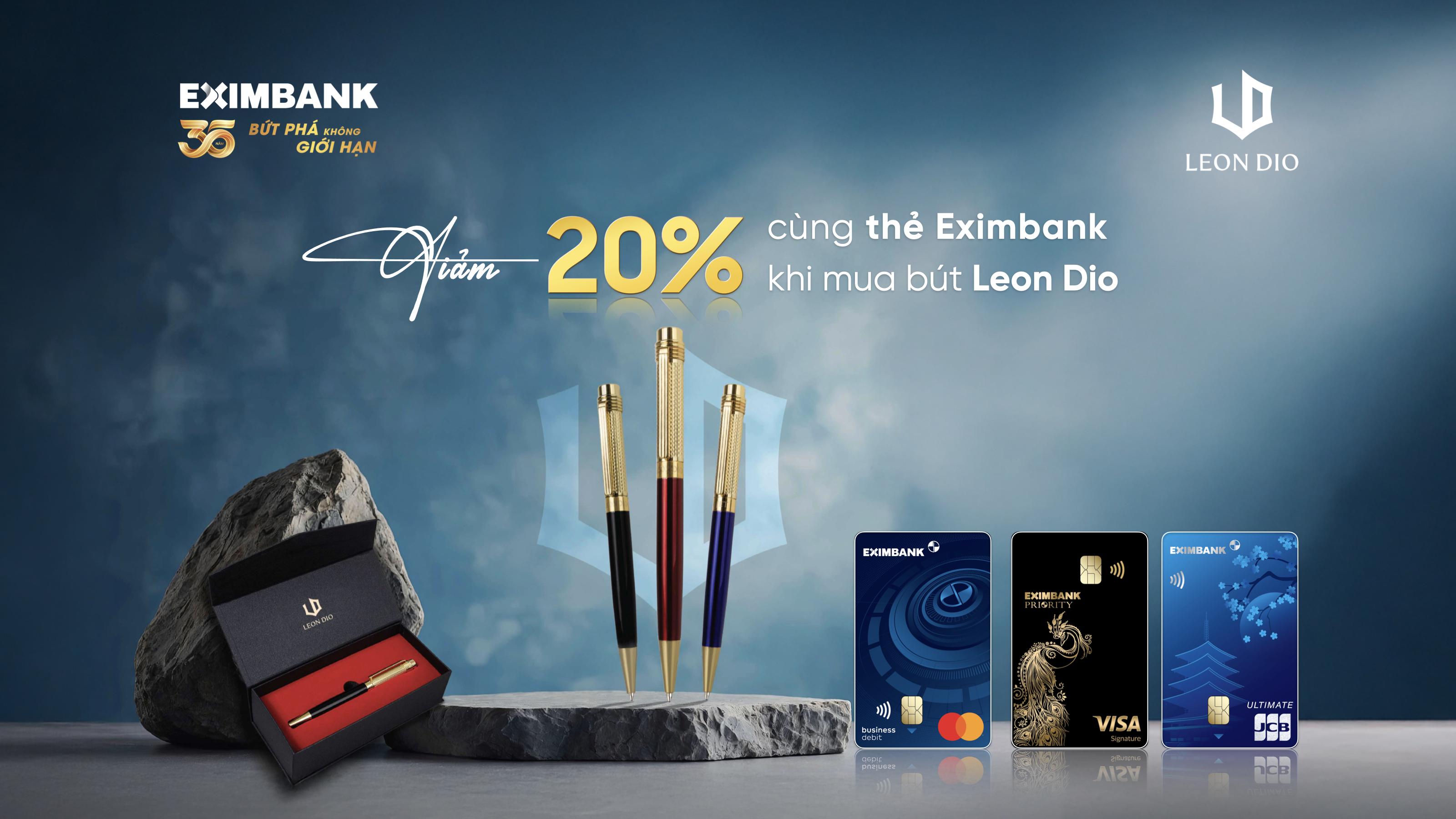 Giảm 20% khi mua bút Leon Dio cùng thẻ Eximbank